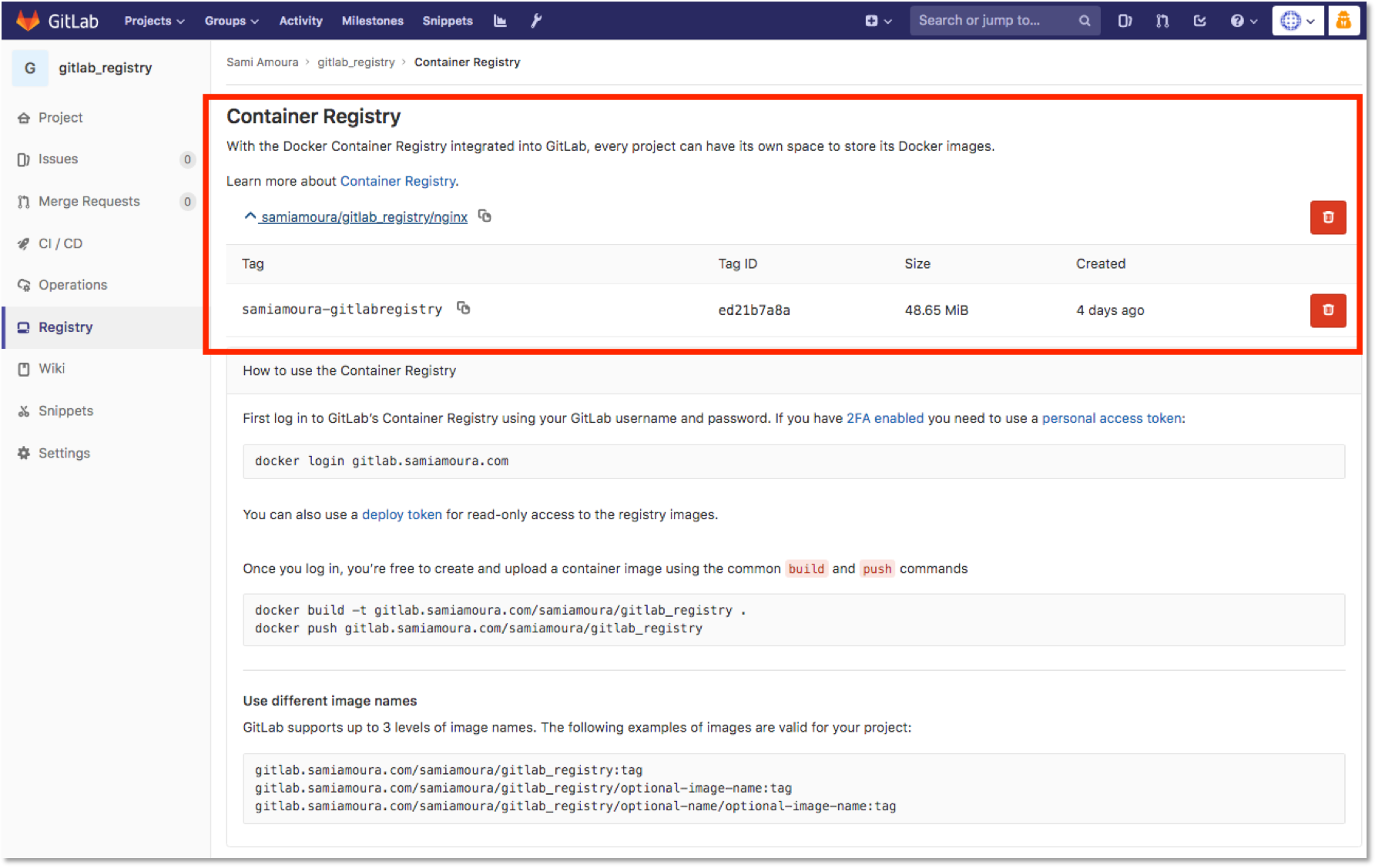 ACTIVATION DU CONTAINER REGISTRY DOCKER SUR GITLAB CE - EAZYTraining